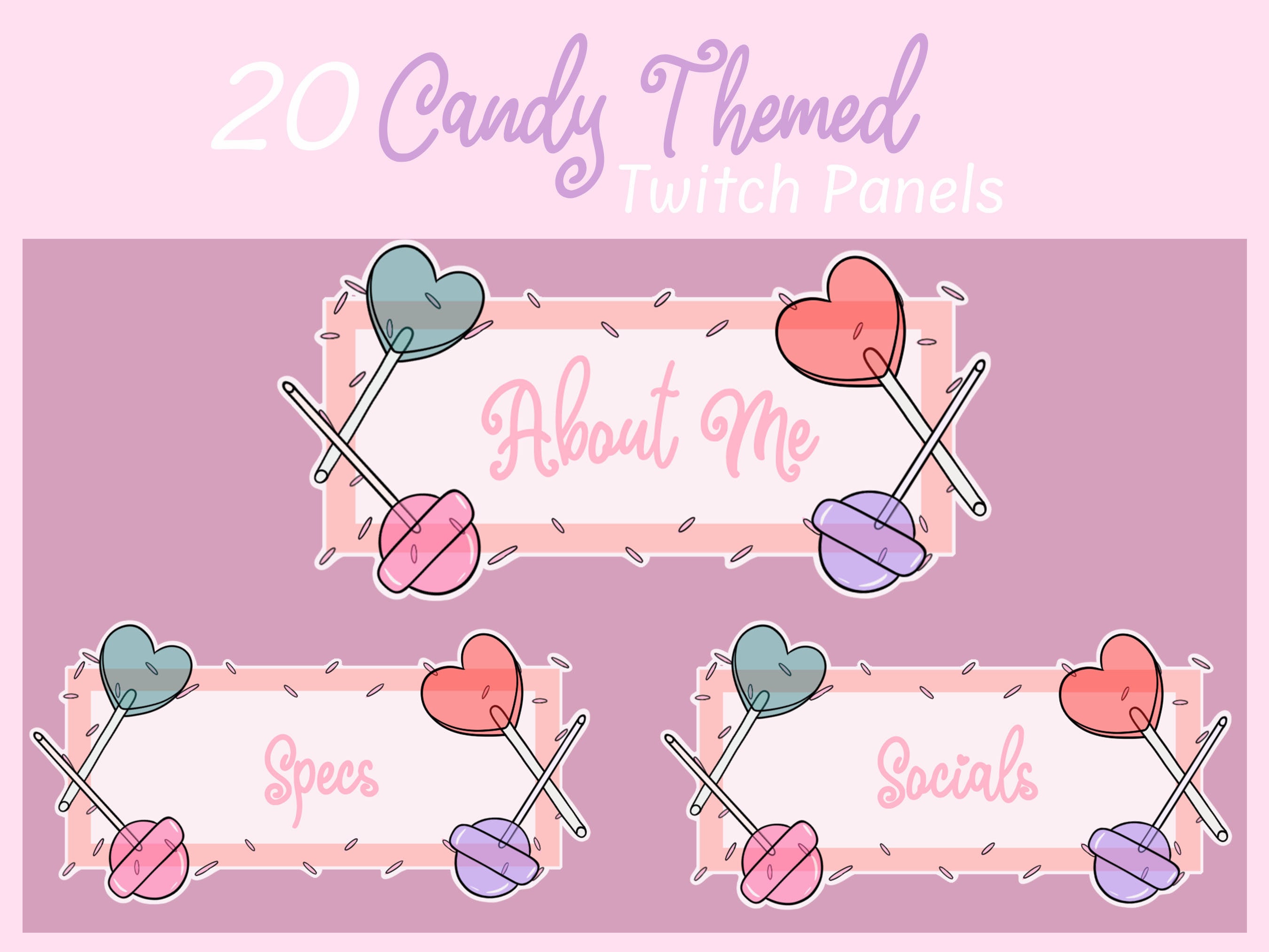 Cute Candy Themed TWITCH PANELS - Pink - Streamer - Twitch - Discord ...