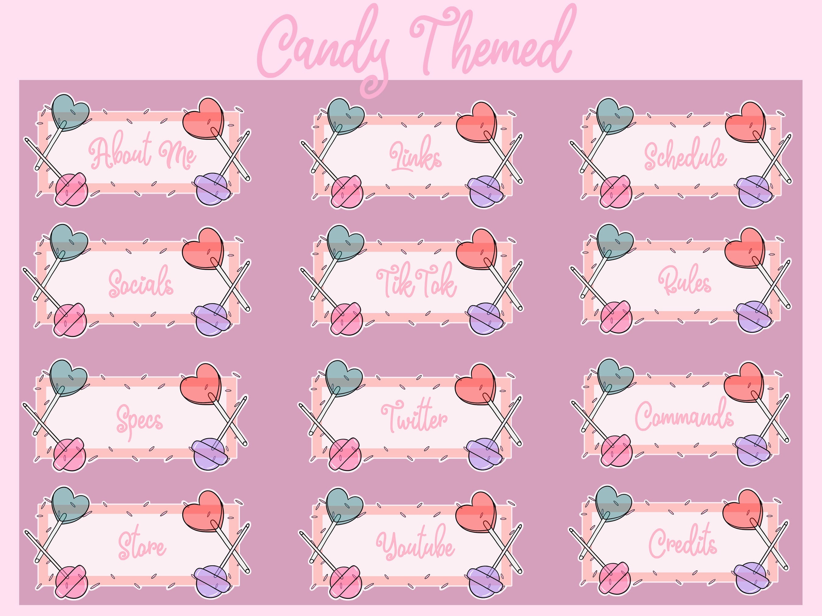 Cute Candy Themed TWITCH PANELS - Pink - Streamer - Twitch - Discord ...