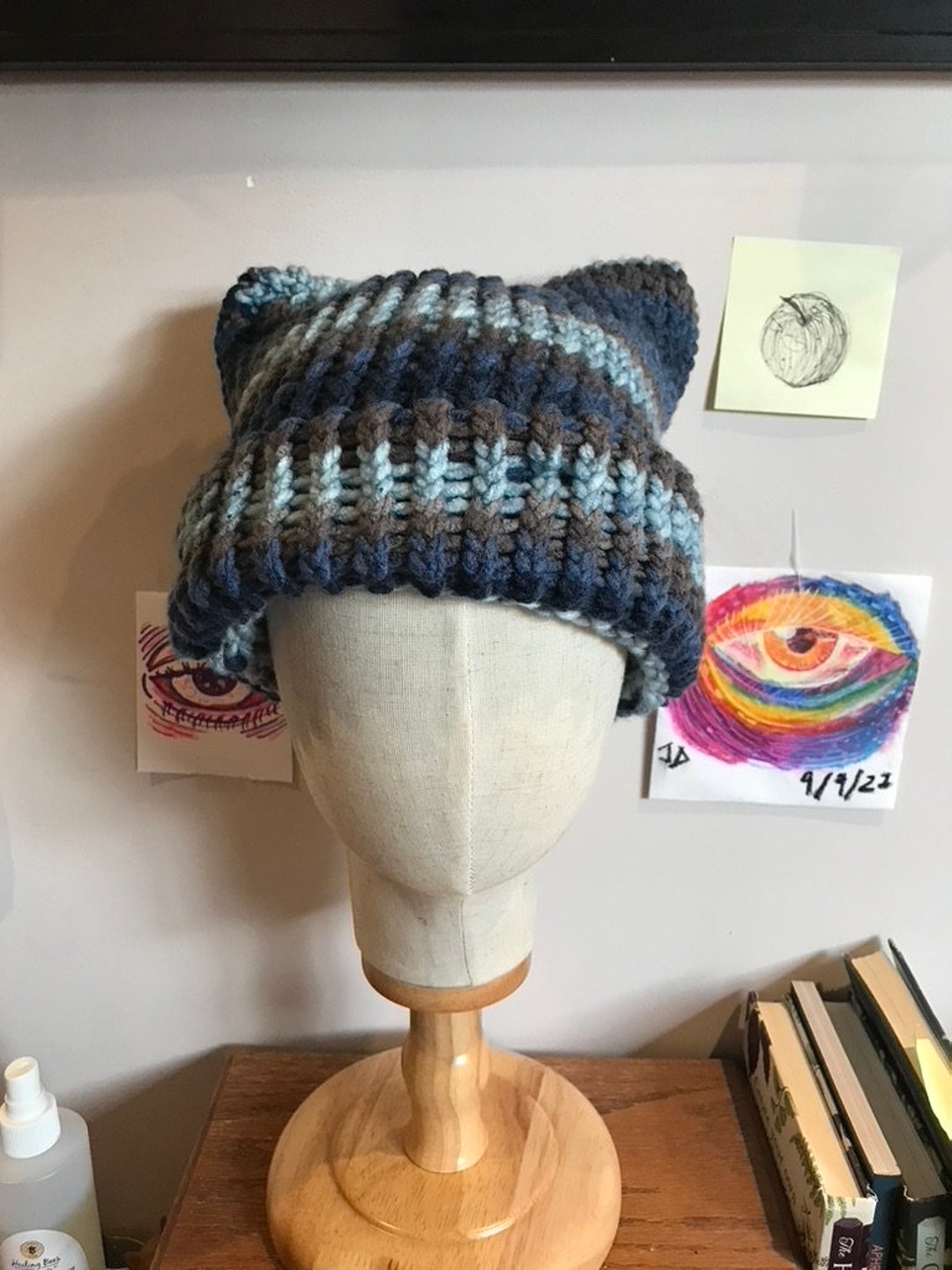 Handmade Striped Cat Ear Toque: Acrylic Wool Knit - Etsy