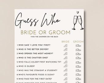 Who Knows the Couple Best Game, Greenery Botanical Bride or Groom Game, Engagement Party Game ...