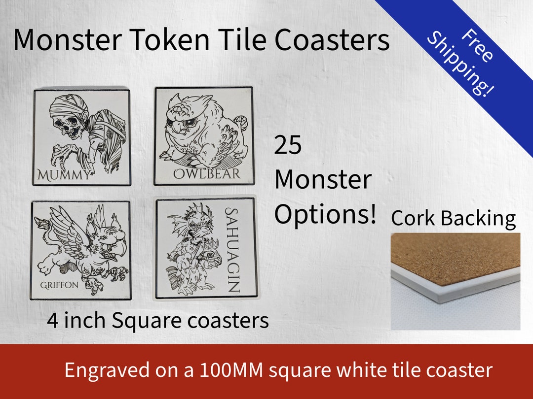 Monster Tokem Square Coasters Dungeons and Dragons Style Monster Token ...