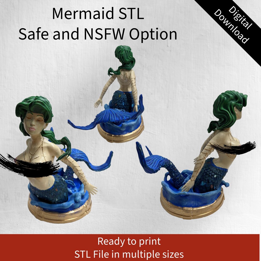 Mermaid STL 3D Printable STL File With Both Safe and NSWF Option 3D ...