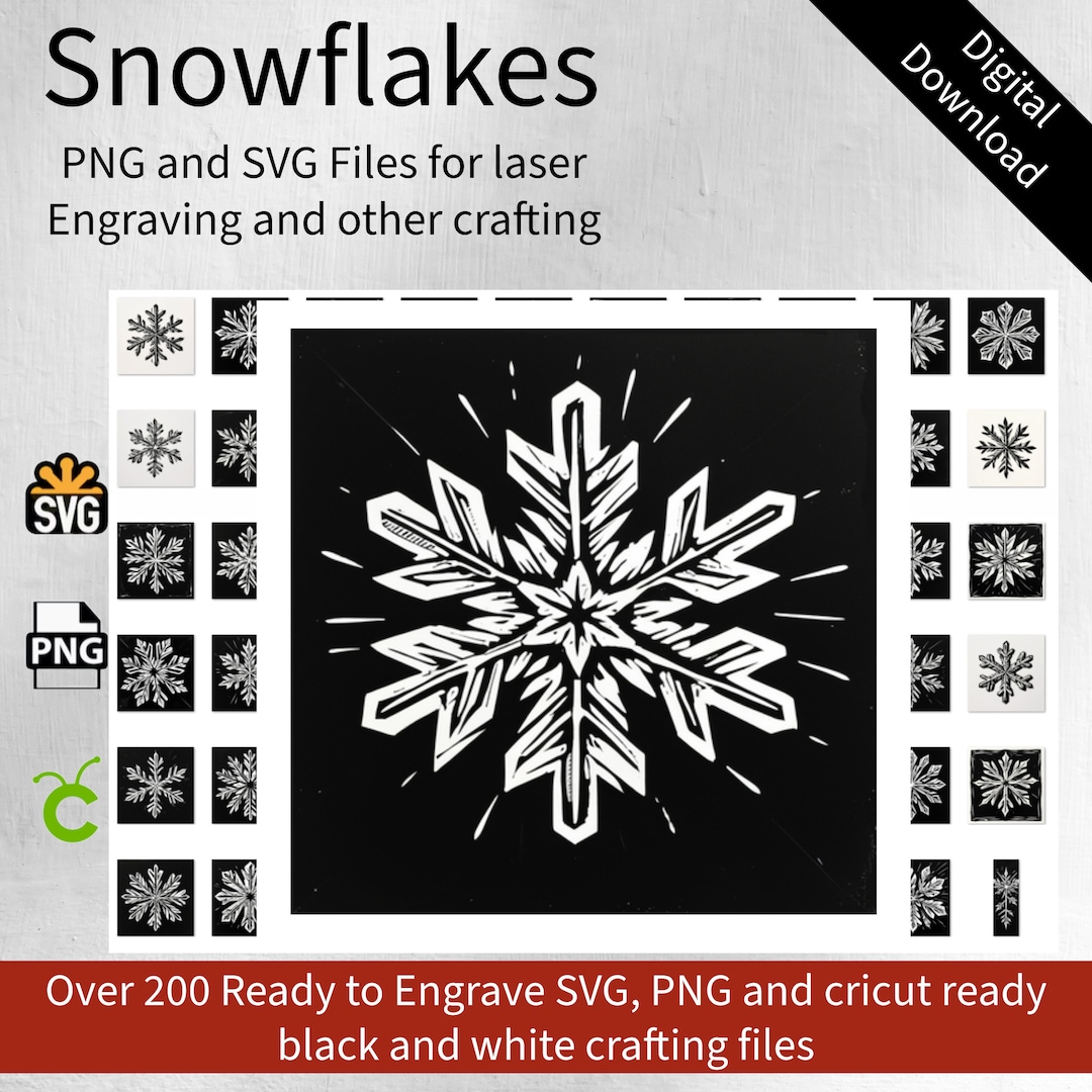 Snowflakes ! 200+ PNG & SVG Files for Laser, Cricut, Svg Bundle ...