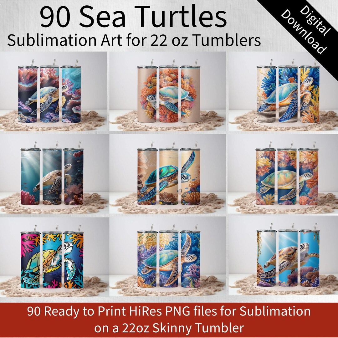 Sea Turtles Digital Art for Sublimation Projects, 90 Sea Turtle Hi-res ...