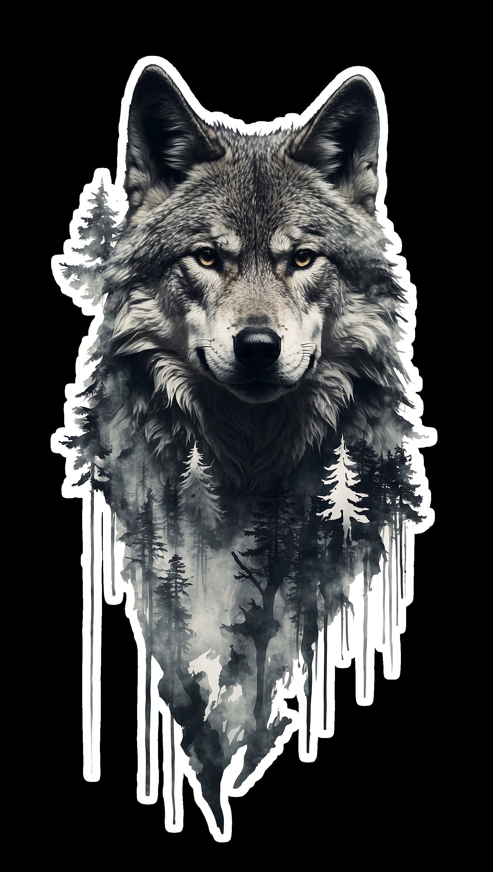 Wolf/ Wilderness Silhouette Sublimation Engraving Art Hi-res PNG File ...