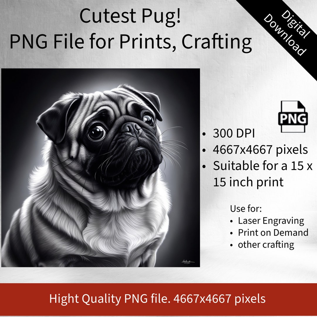 Cutest Pug PNG | Laser Engraving File | Slate PNG | Slate and Tile ...