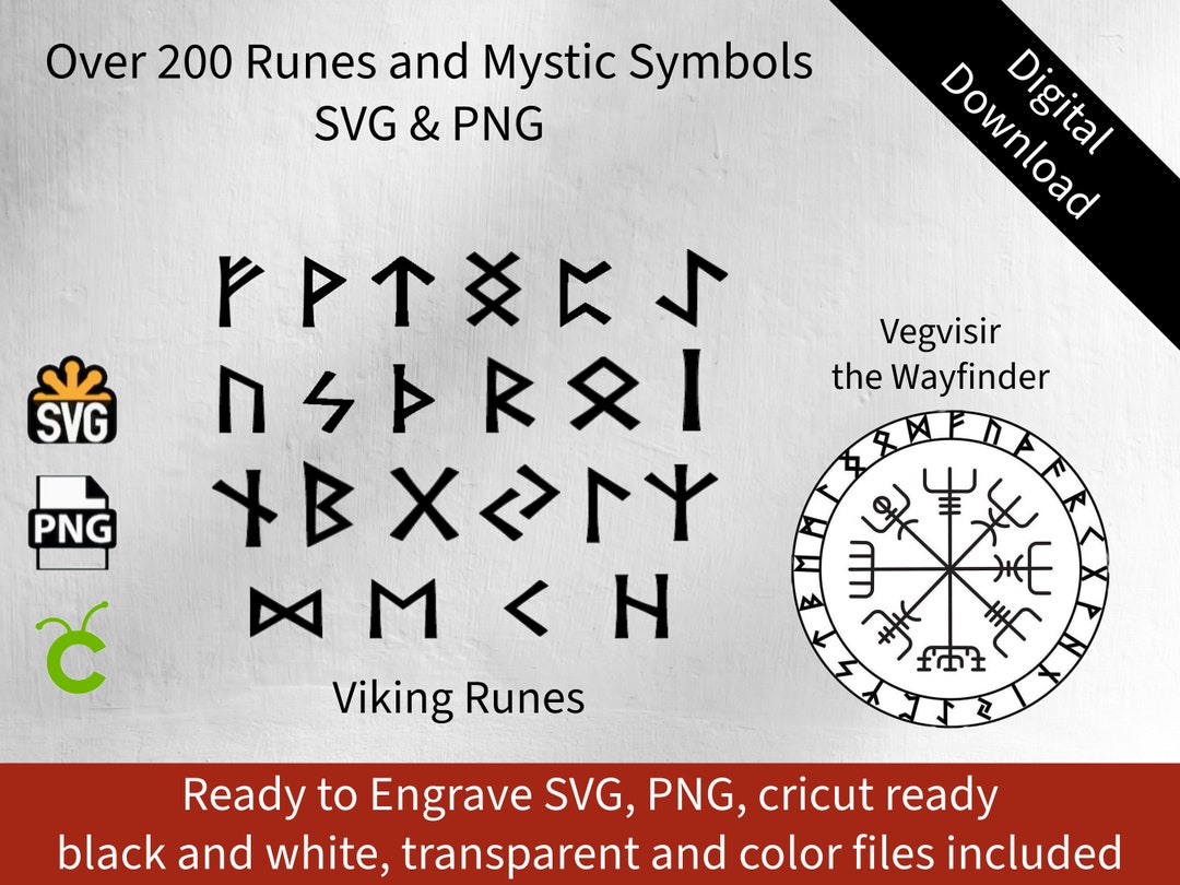 Rune Symbols 200 PNG & SVG Files for Laser, Cricut, Svg Bundle Runes ...
