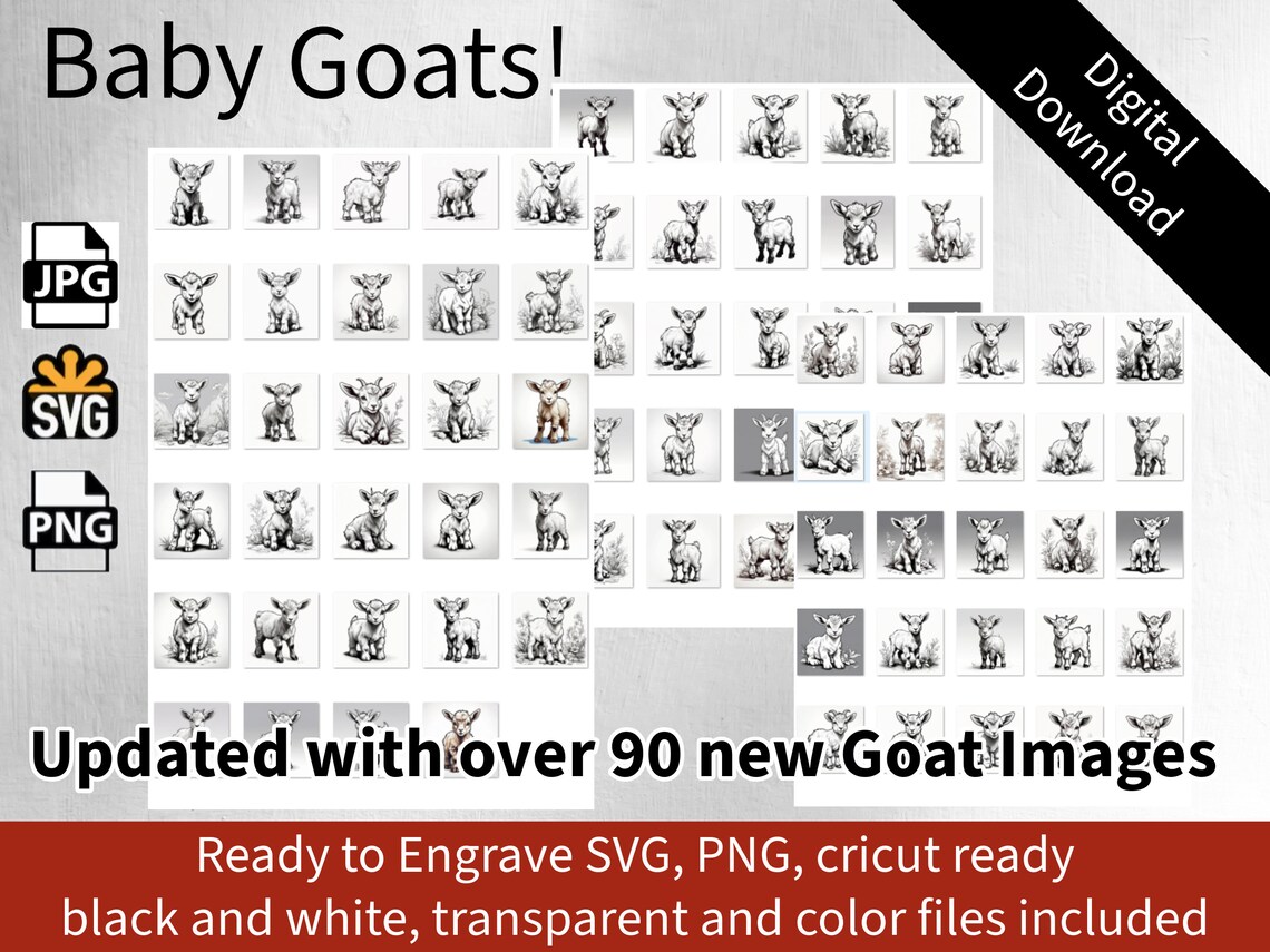 Baby Goats SVG PNG JPG Files for Laser, Cricut, Svg Bundle - Baby Goat ...