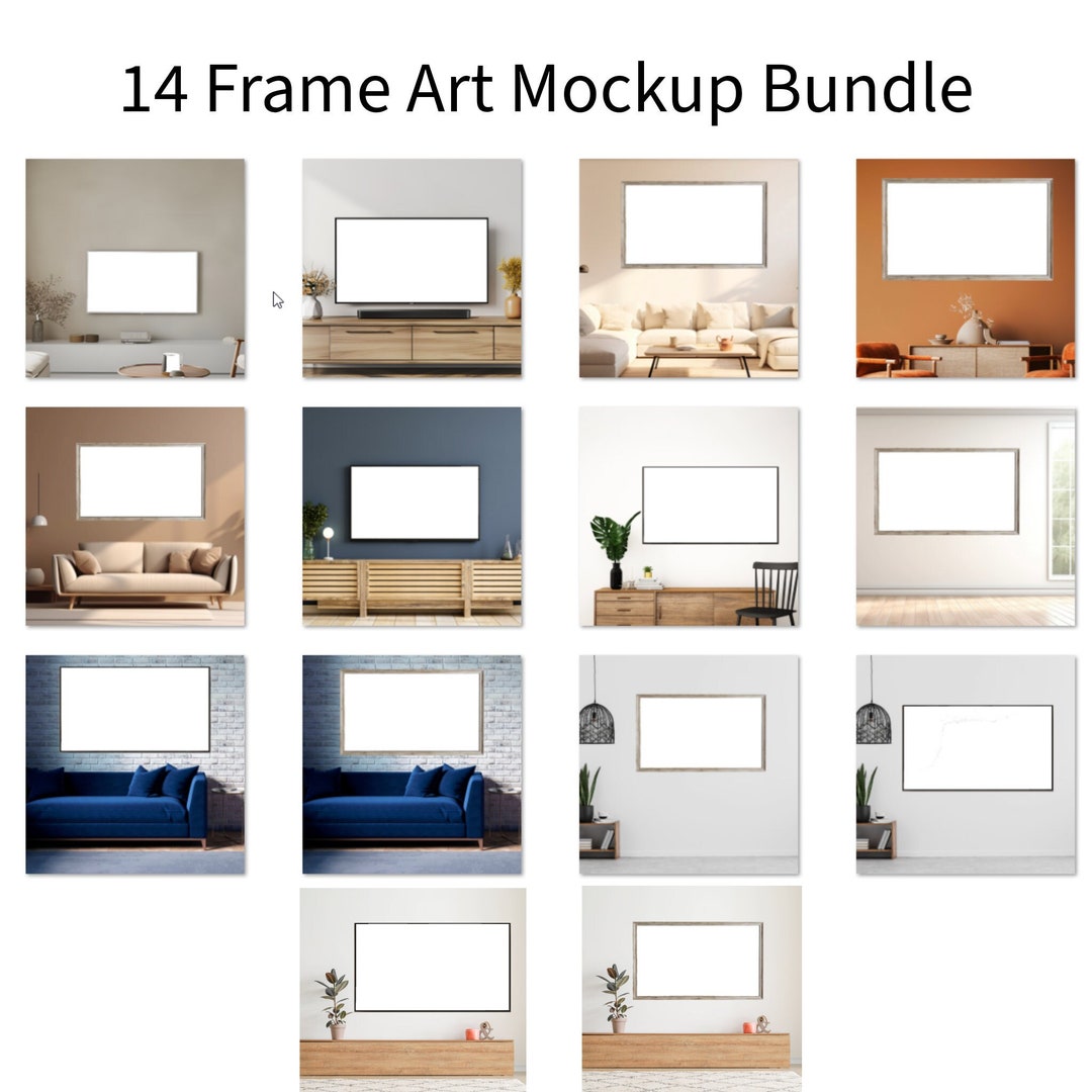 14 Frame Simple TV Mockups Bundle, Frame TV Mockup, Frame, Samsung ...