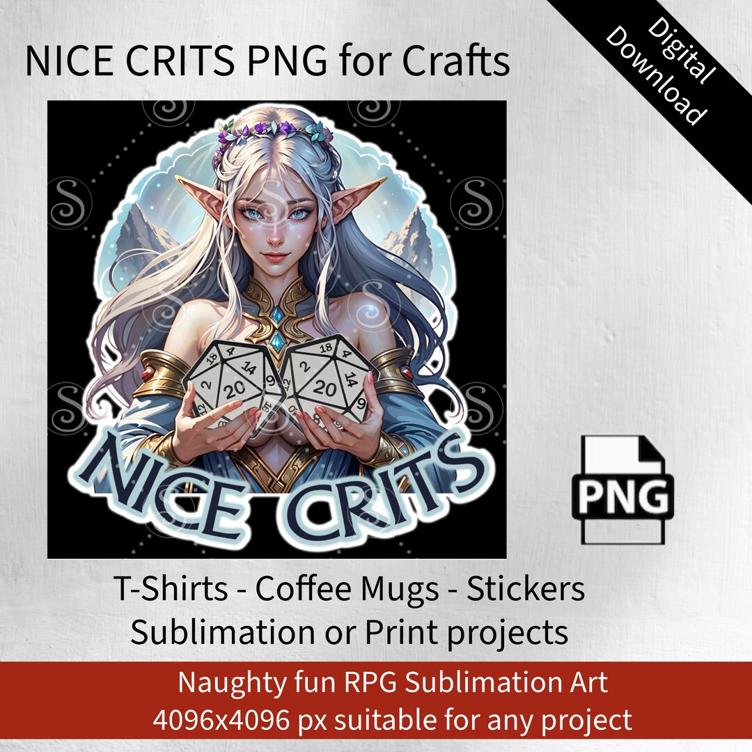 Nice Crits D&D Sublimation Art Hi-res PNG File RPG, Tabletop Games Art ...