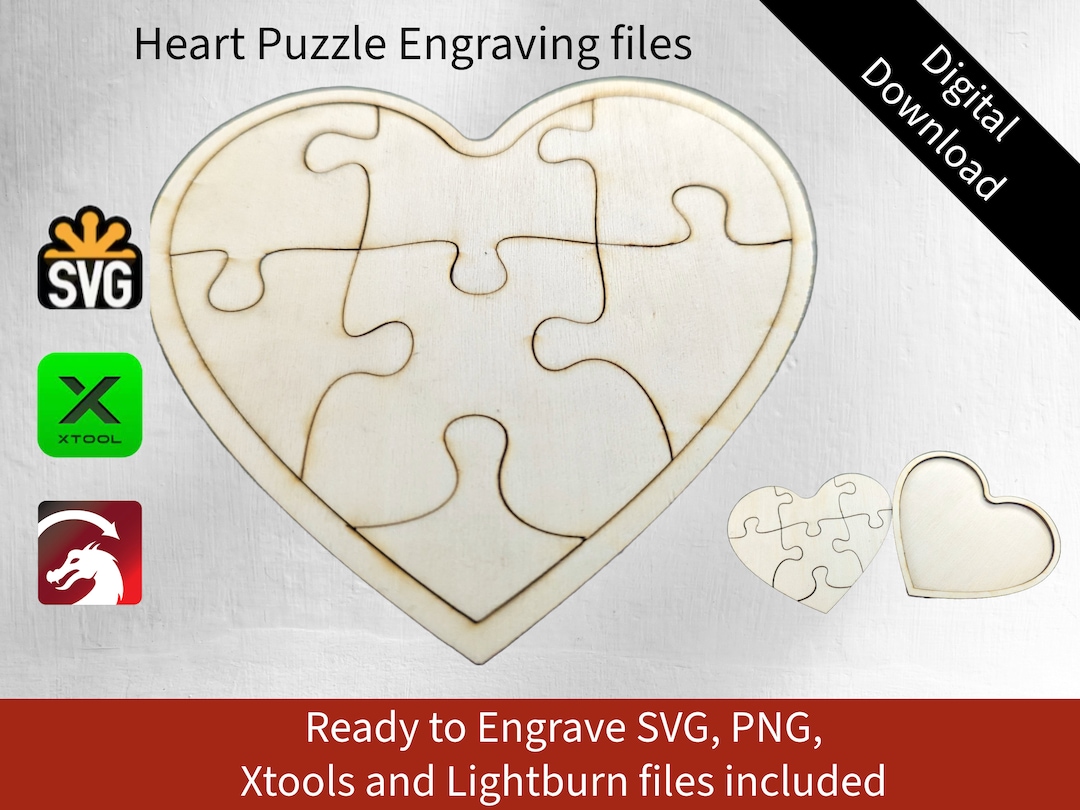 Heart Puzzle Files for Engraving Svg, Png, Laser Engraved, Tumbler ...