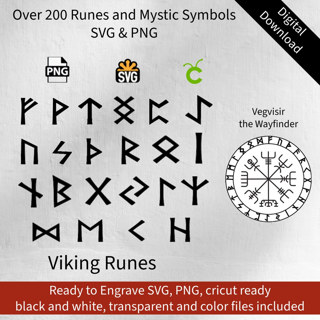 Rune Symbols 200+ PNG & SVG Files for Laser, Cricut, Svg Bundle - Runes ...