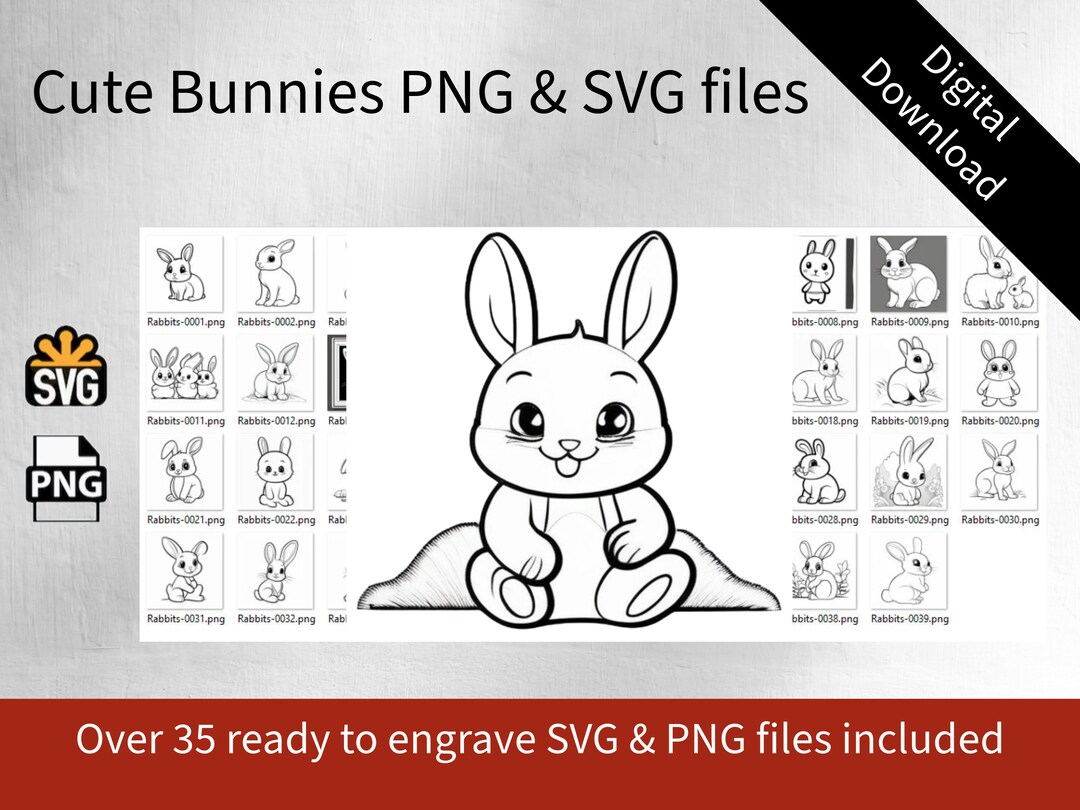 Bunnies SVG PNG Files for Laser, Cricut, Svg Bundle - Bunnies Clipart ...