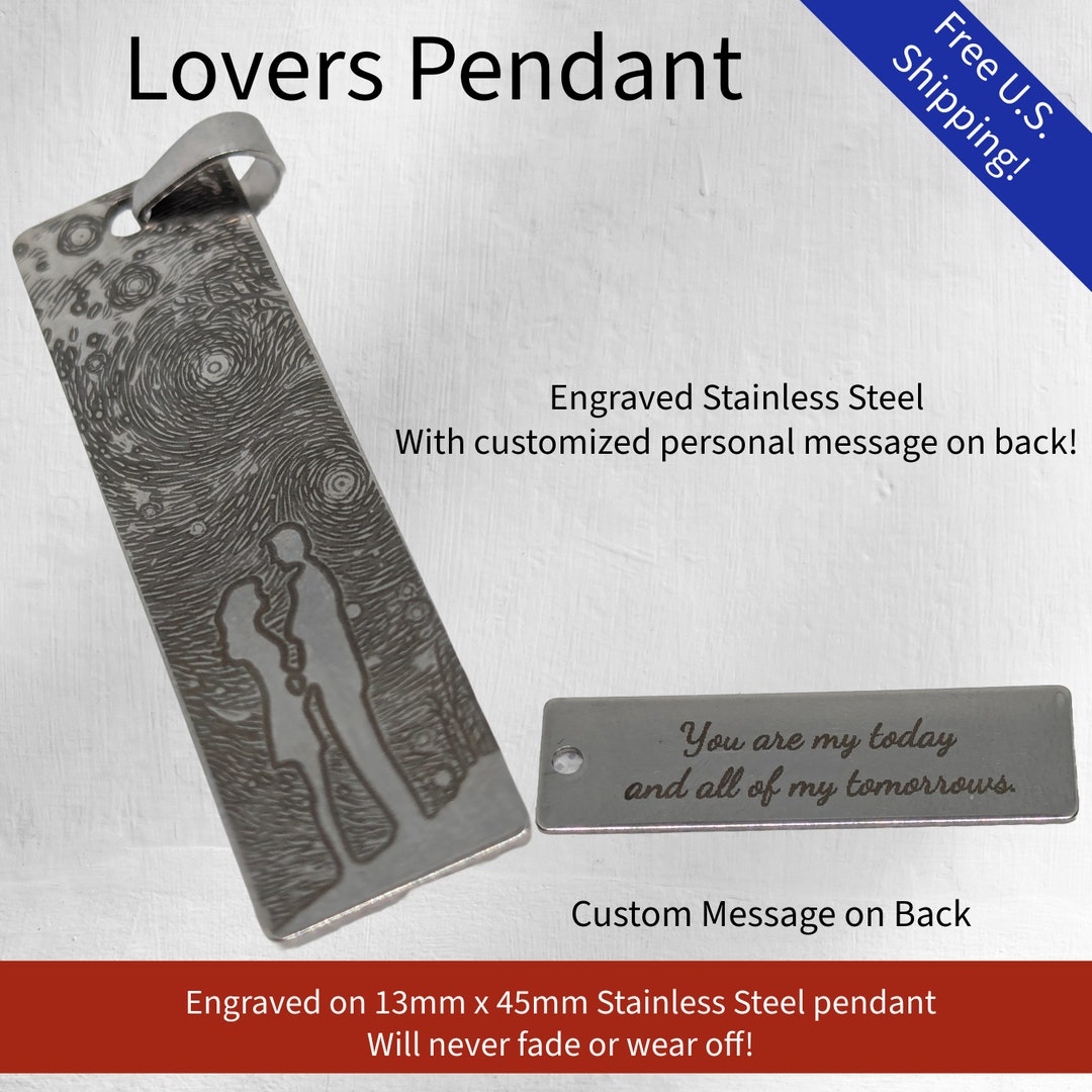 Personalized Stainless Steel Lovers Pendant, Starry Night Inspired - Etsy