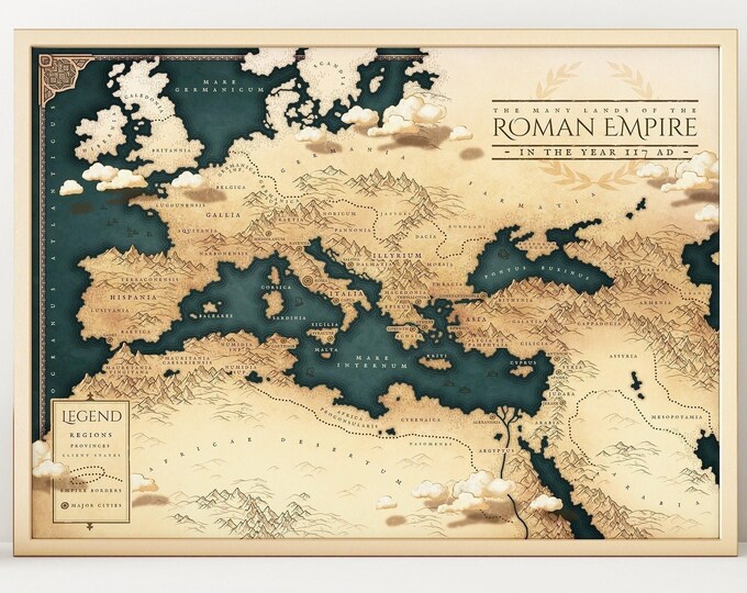 Ancient Rome Map - Dark Fantasy Style Roman Empire Map, Ancient Rome ...