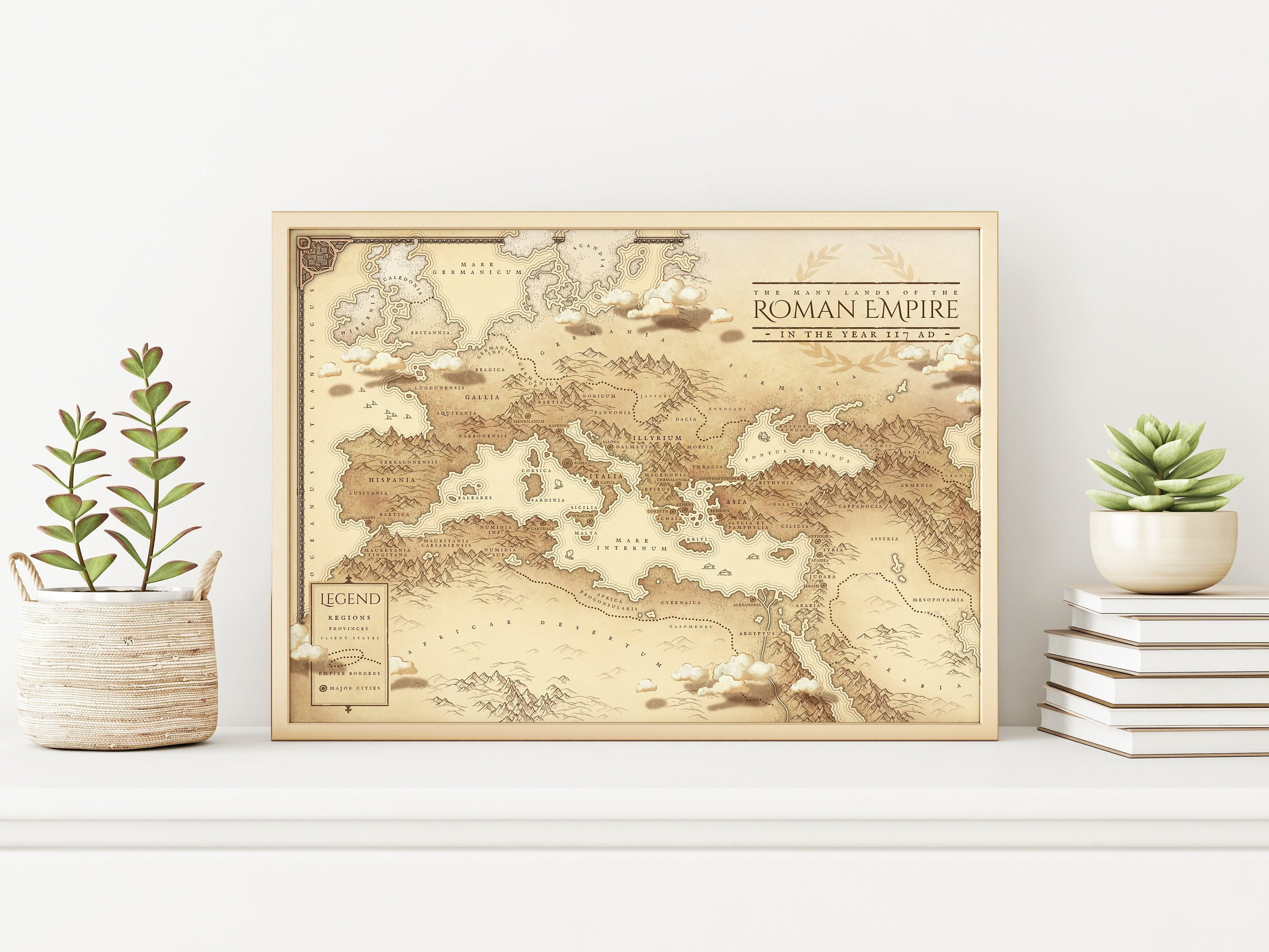 Ancient Rome Map Vintage Parchment Style Roman Empire Map, Ancient Rome ...