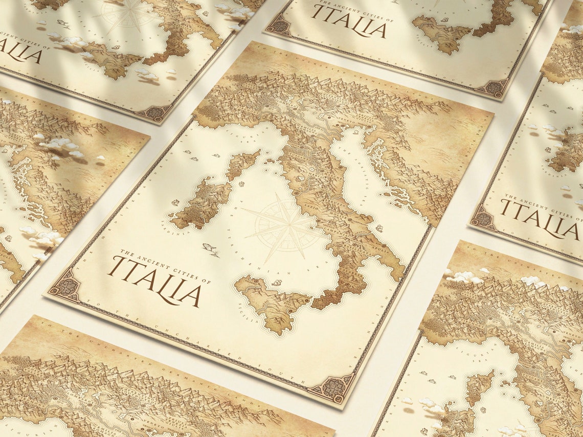 Italy Map Vintage Parchment Style Map of Italia Map of Italy Poster ...