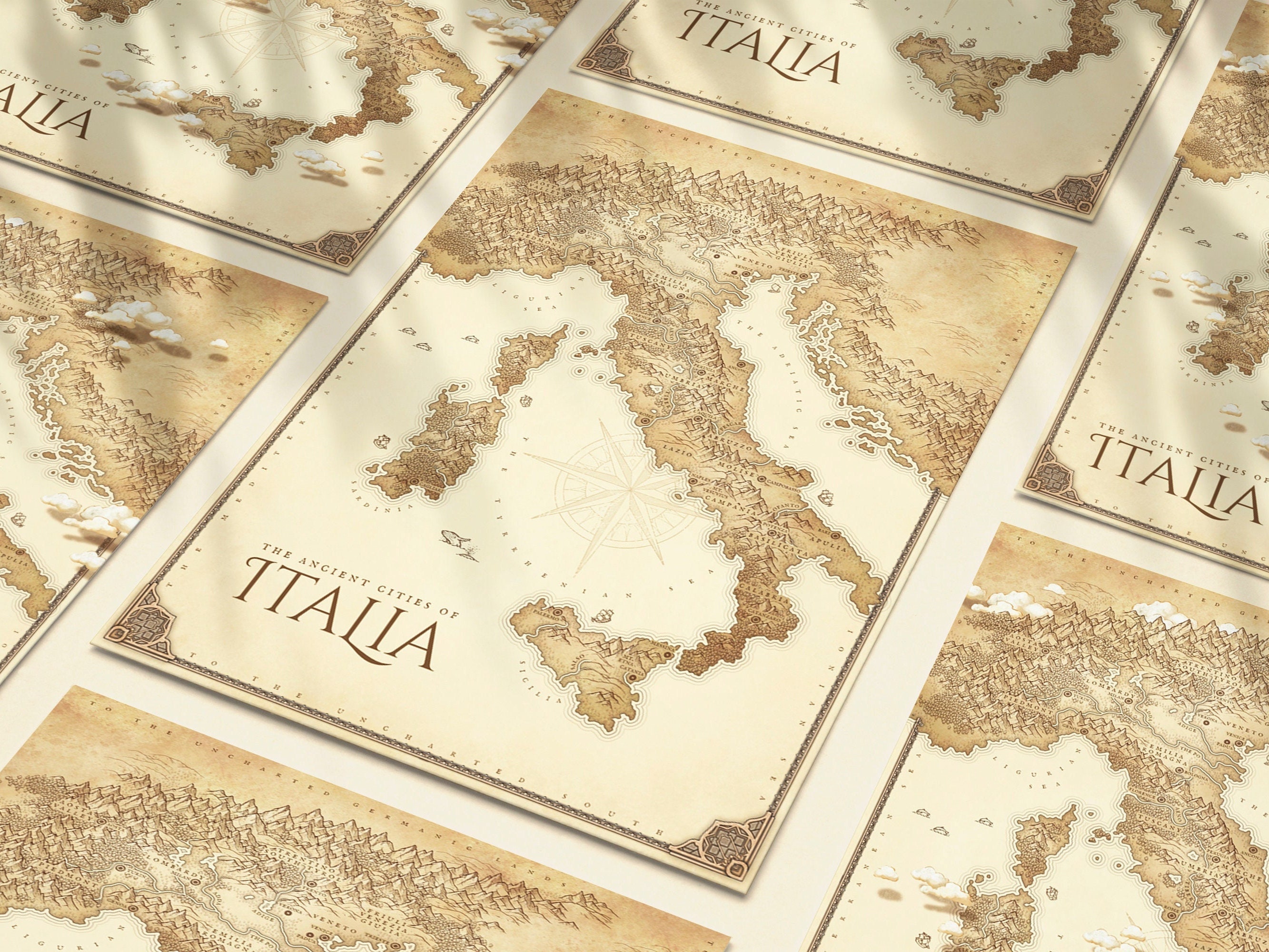 Italy Map - Vintage Parchment Style Map of Italia - Map of Italy Poster ...