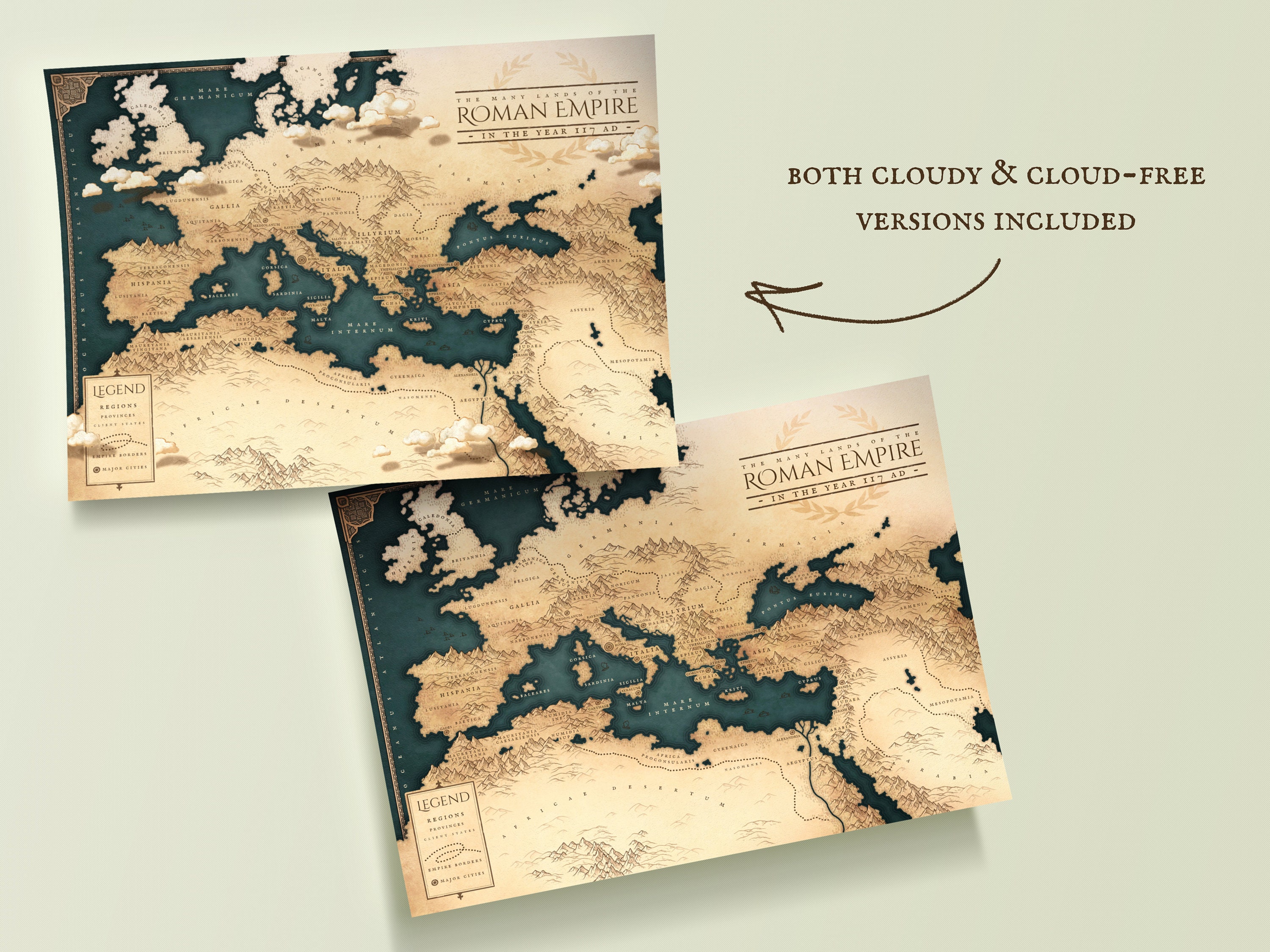 Ancient Rome Map Dark Fantasy Style Roman Empire Map - Etsy