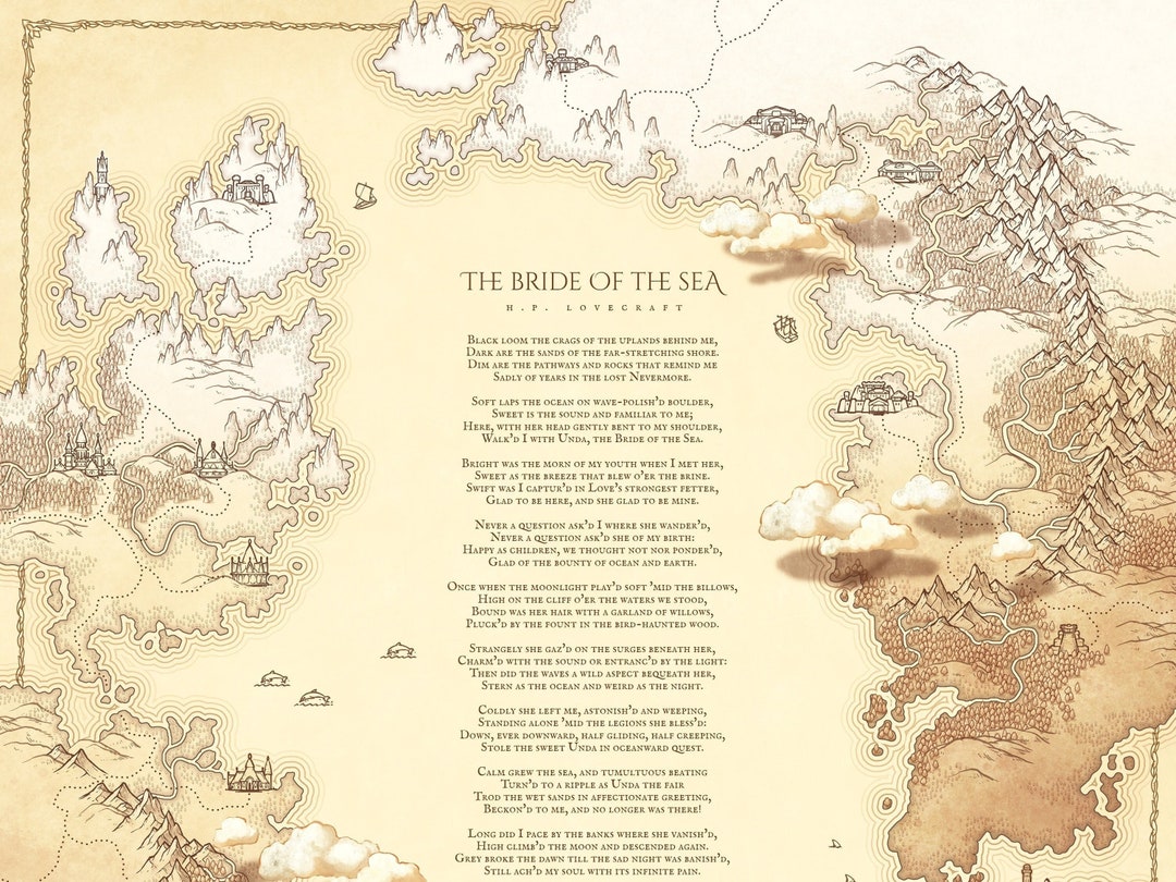 Lovecraft 'bride of the Sea' Poem Poster - Light Fantasy - HP Lovecraft ...
