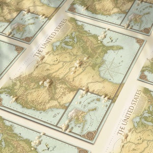 Fantasy Map of USA - Map of America - Light Fantasy American Poster ...