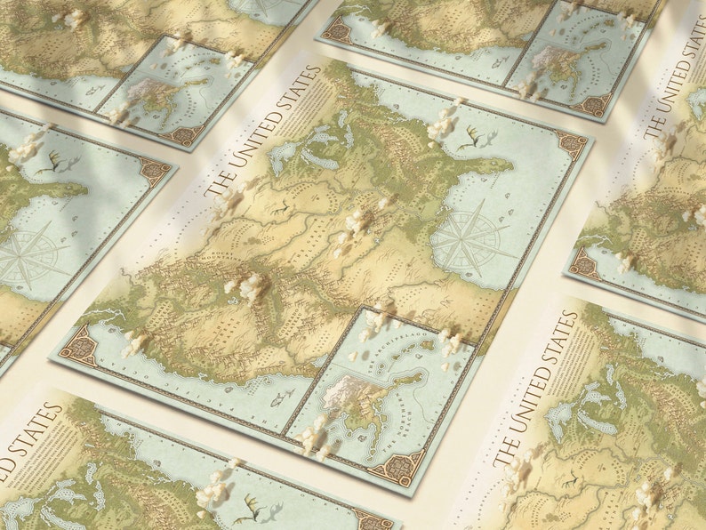 Fantasy Map of USA - Map of America - Light Fantasy American Poster ...