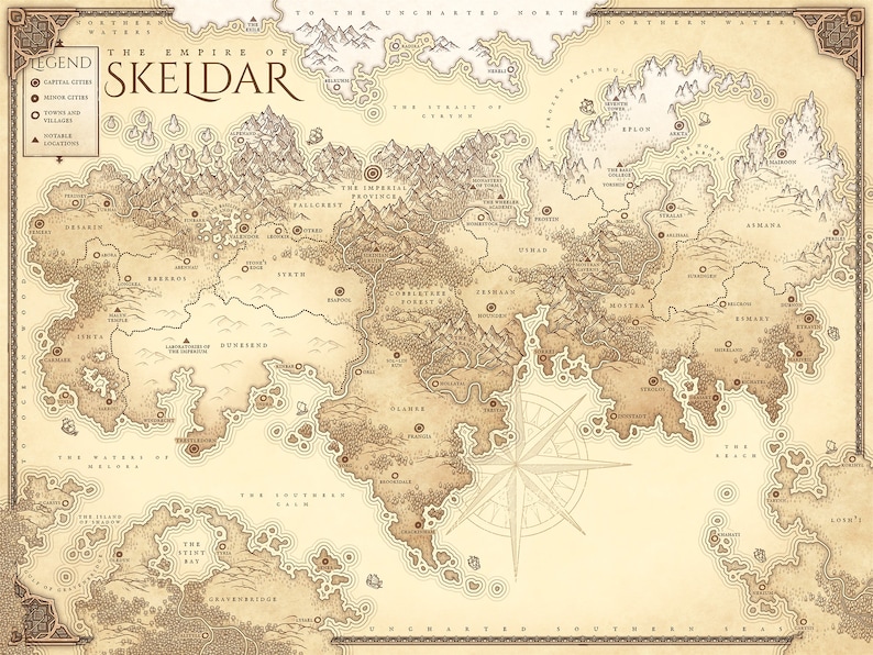 Custom Parchment Map Fantasy Worldbuilding Custom RPG - Etsy