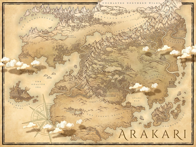 Custom Parchment Map fantasy worldbuilding custom DnD map | Etsy