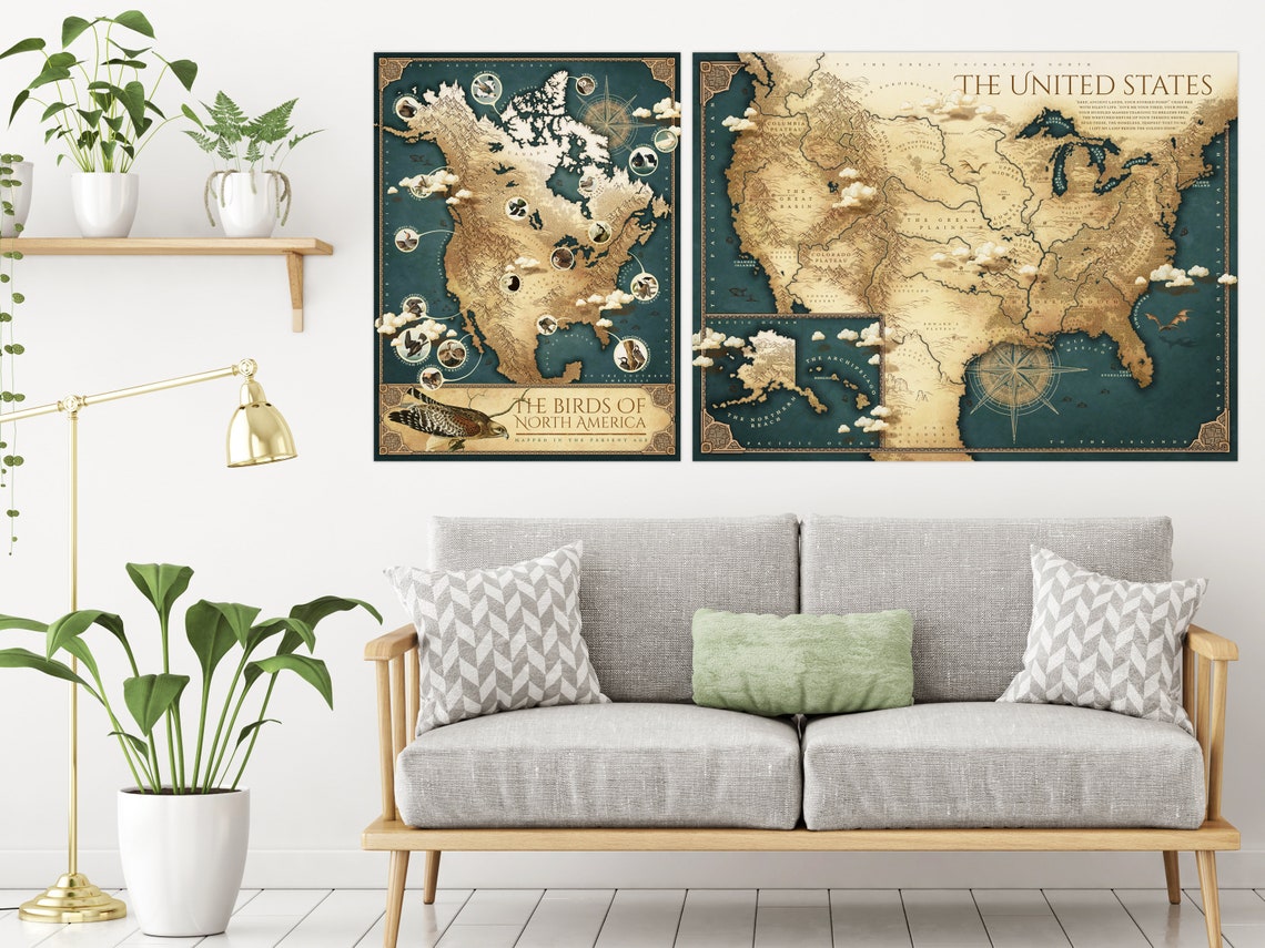 Dark Fantasy USA Map - Map of American State Capitals, Fantasy America ...