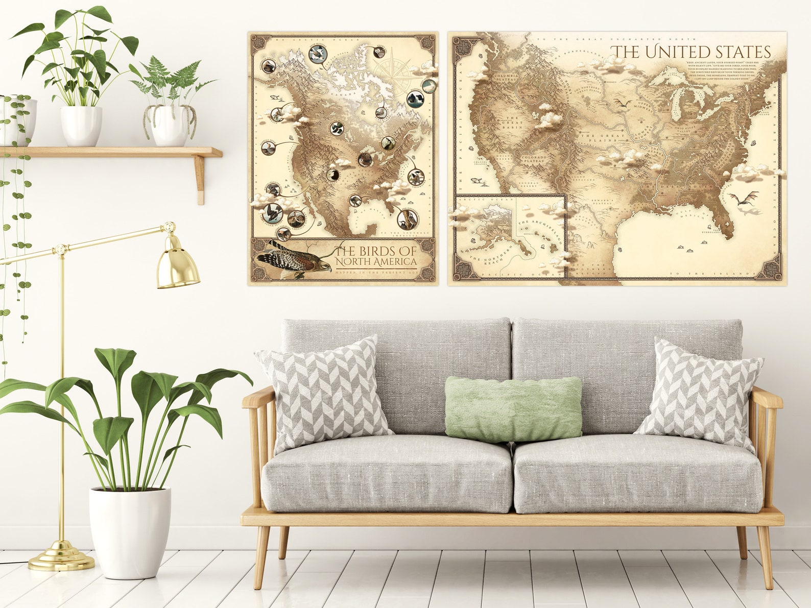 Fantasy America Map - Antique Parchment Styled Map of USA - Vintage ...