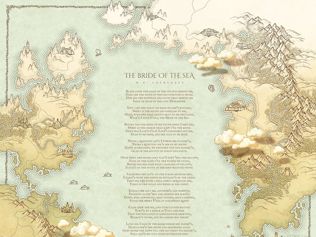 Lovecraft 'bride of the Sea' Poem Poster - Light Fantasy - HP Lovecraft ...