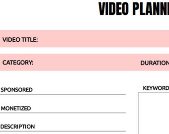 Youtube Video Planner Youtube Video Checklist Printable - Etsy