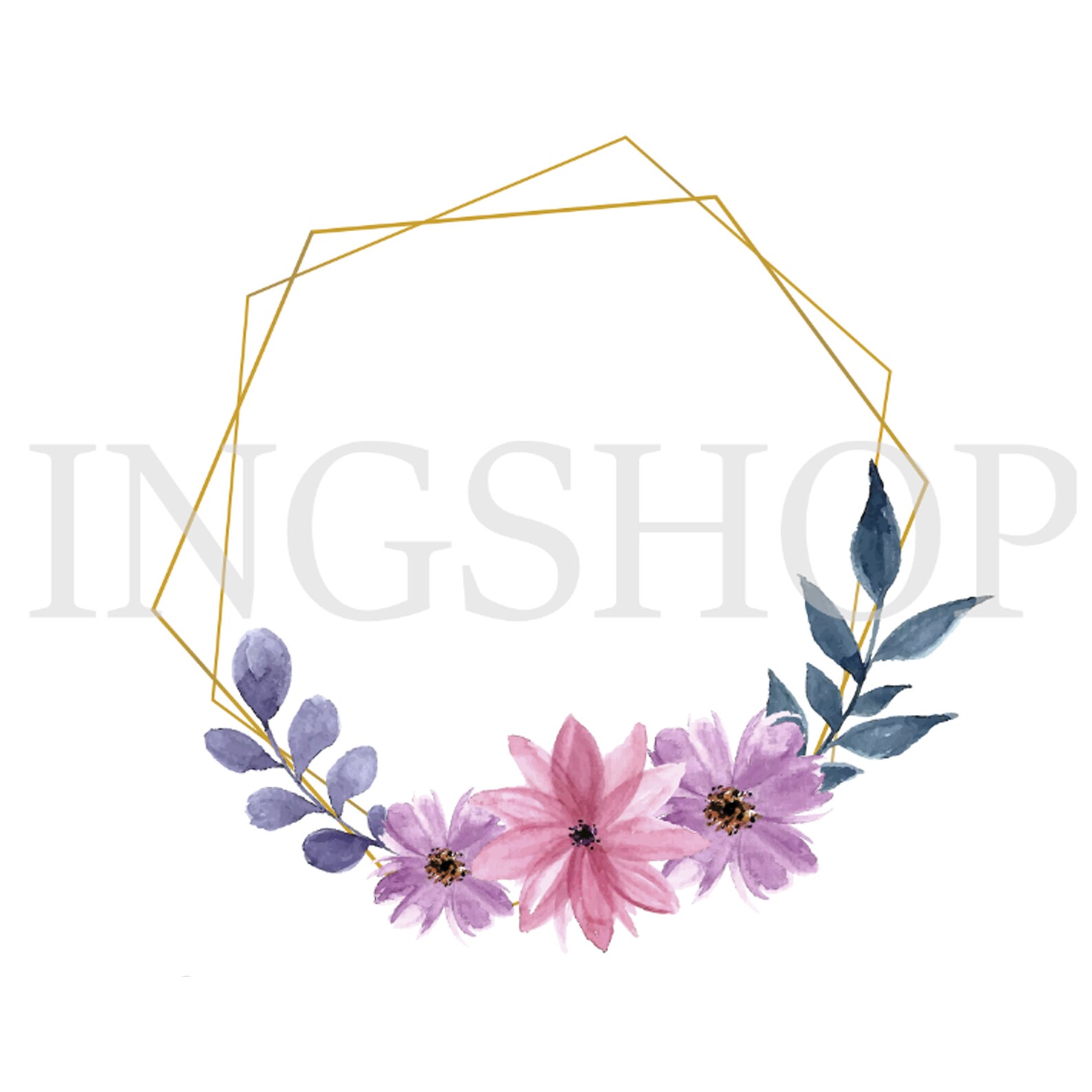 Purple Flower Frame Clipart Watercolor Clipart PNG Clip Art - Etsy