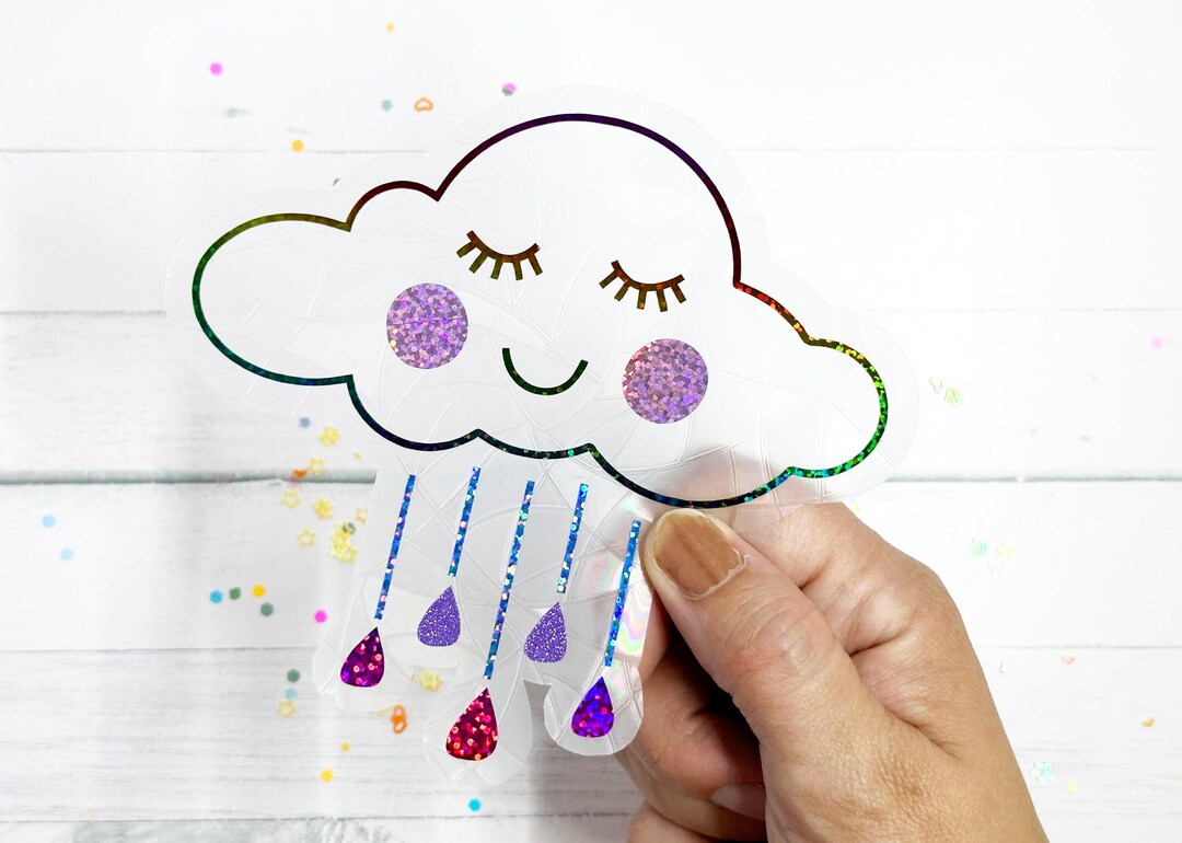 Cloud Suncatcher Sticker for Window, Weather Gift for Her, Rain Cloud ...