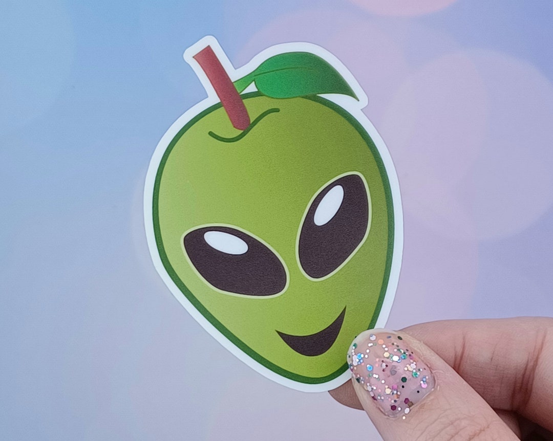 Alien Head Sticker, Green Apple, Fruit Stickers, Nerdy Gifts for Her ...