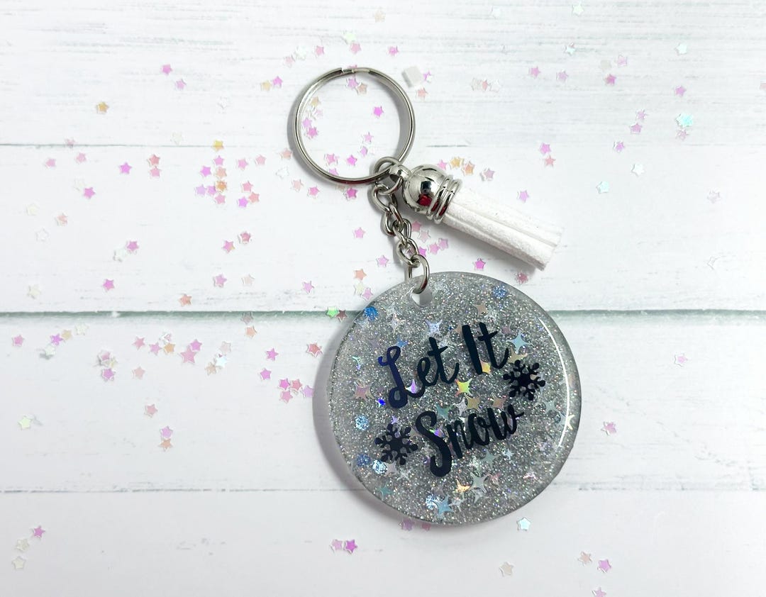 Snowflake Keychain, Let It Snow, Glitter Keychain, Sparkly Keychain for ...
