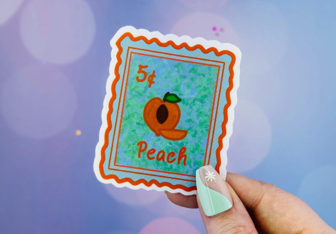 Peach Sticker for Tumbler, Fruit Sticker, Fruit Decal, Stamp Sticker ...