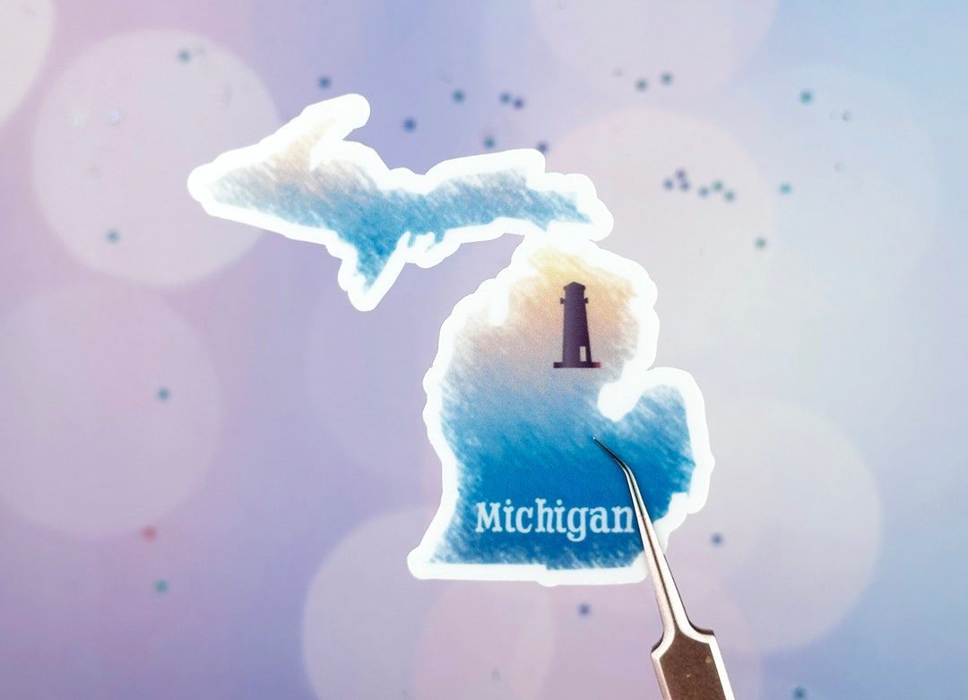 Michigan Sticker for Water Bottle, State Sticker, Michigan Decal ...