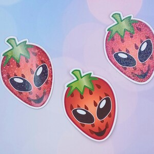 Strawberry Sticker, Alien Head Sticker, Nerdy Gifts for Her, UFO Gifts ...