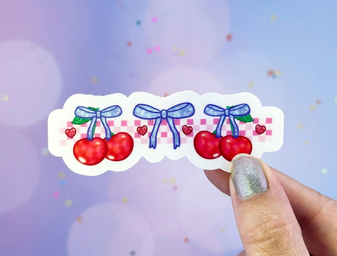 Cherry and Bow Sticker for Water Bottle, Country Sticker, Cherry Decal ...