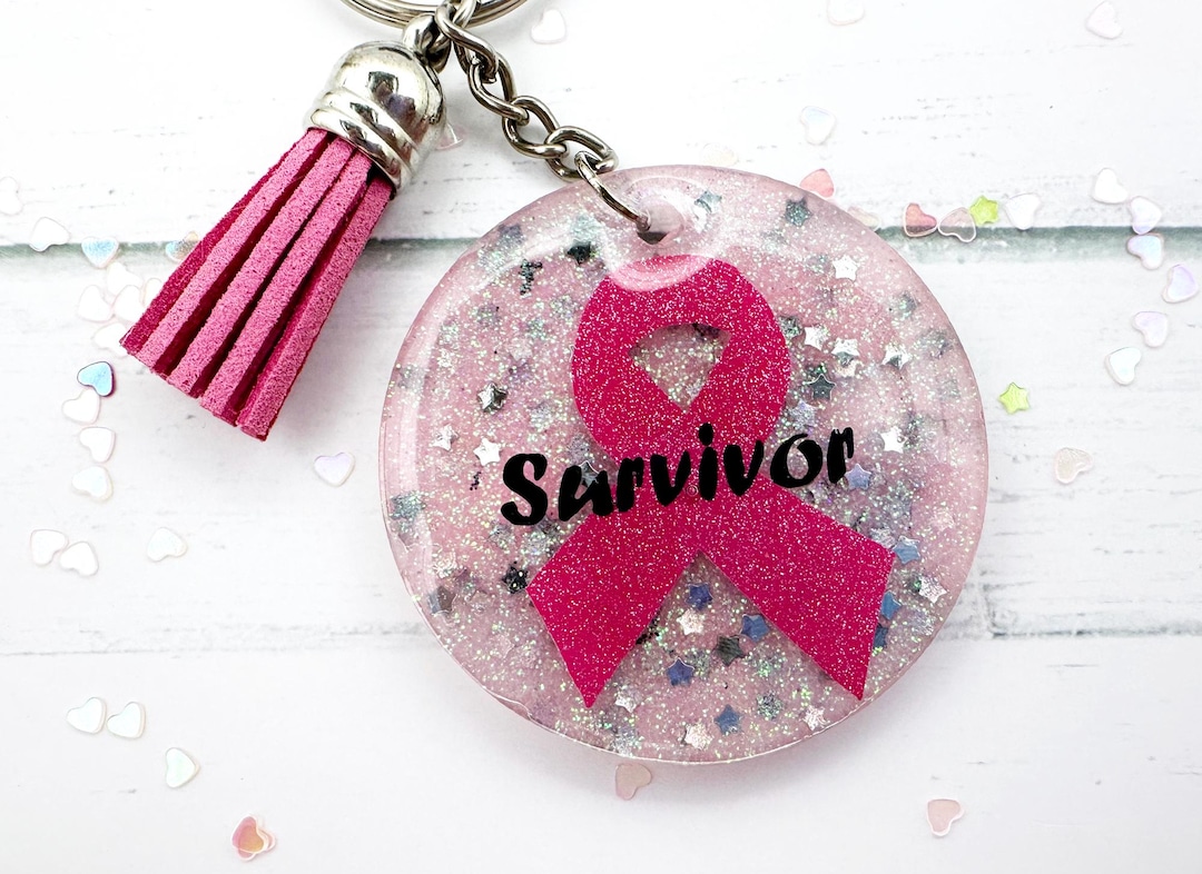 Breast Cancer Ribbon Keychain, Survivor Gift for Her, Pink Keychain ...