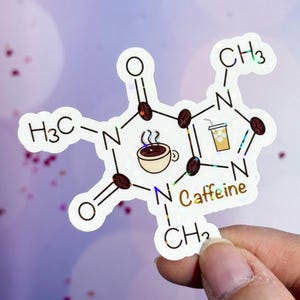 Caffeine Molecule Sticker, Coffee Sticker, Coffee Lover Gift Ideas ...