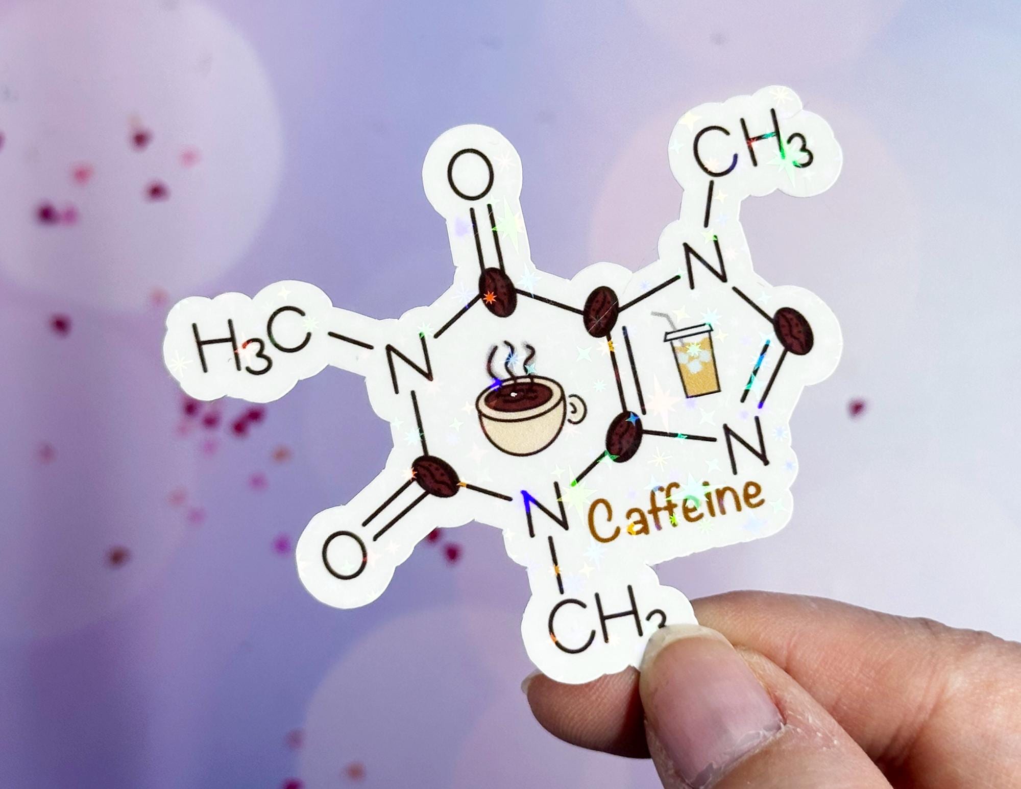 Caffeine Molecule Sticker, Coffee Sticker, Coffee Lover Gift Ideas ...