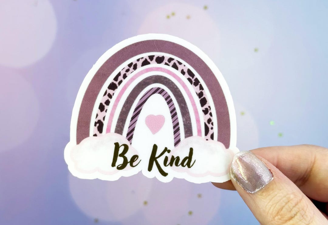 Be Kind Sticker, Boho Rainbow Decal, Positive Word Sticker, Pink ...