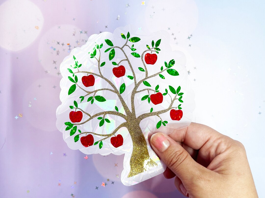 Apple Tree Sticker for Window, Fruit Suncatcher Window Cling, Rainbow ...