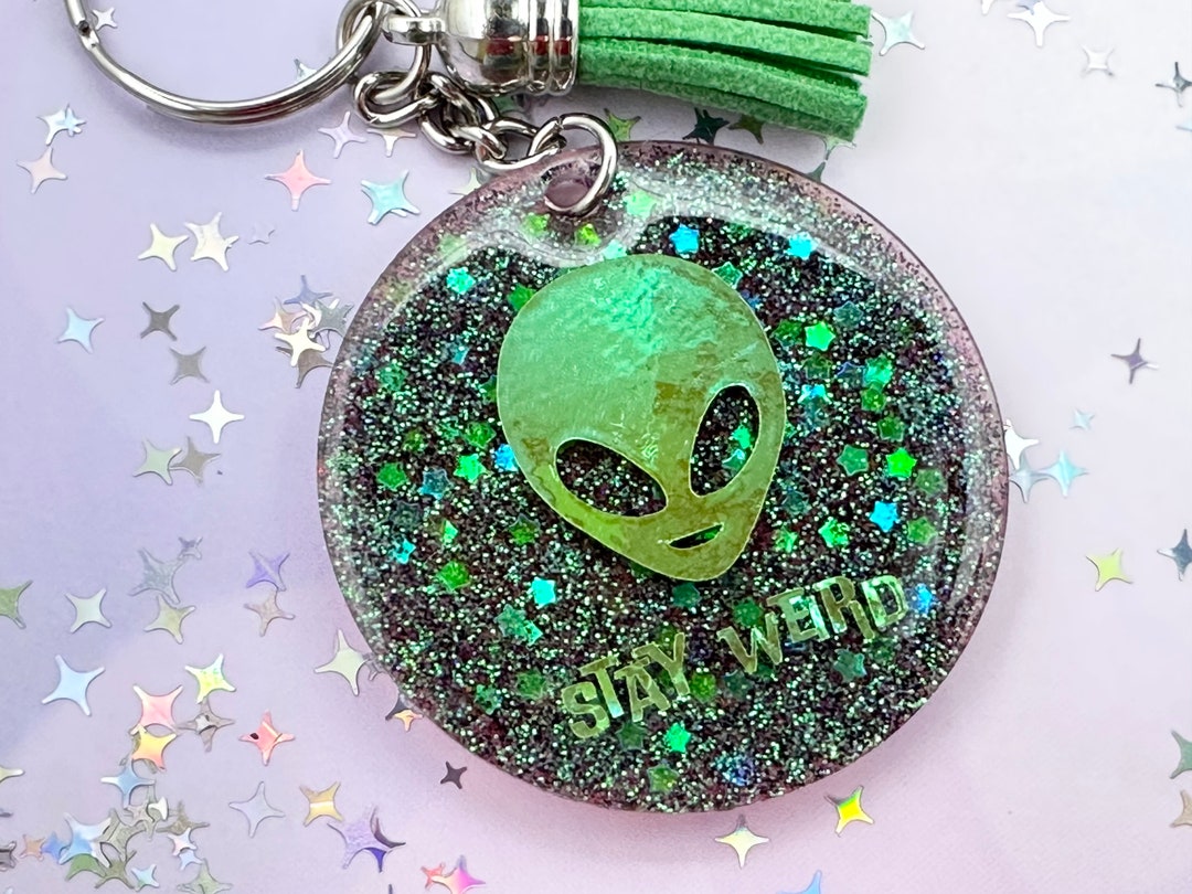 Alien Keychain With Tassel, Glitter Keychain, Space Gifts for Her ...