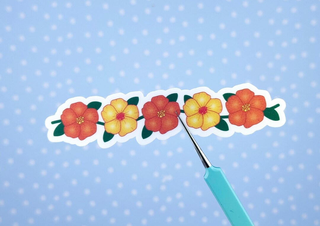 Orange Flower Sticker, Garden Sticker for Water Bottle, Laptop Sticker ...