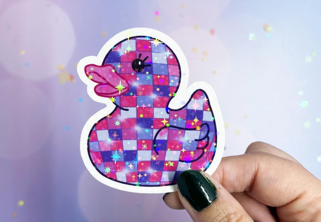 Rubber Duck Sticker for Water Bottle, Disco Duck, Duck Gift Ideas, Bird ...