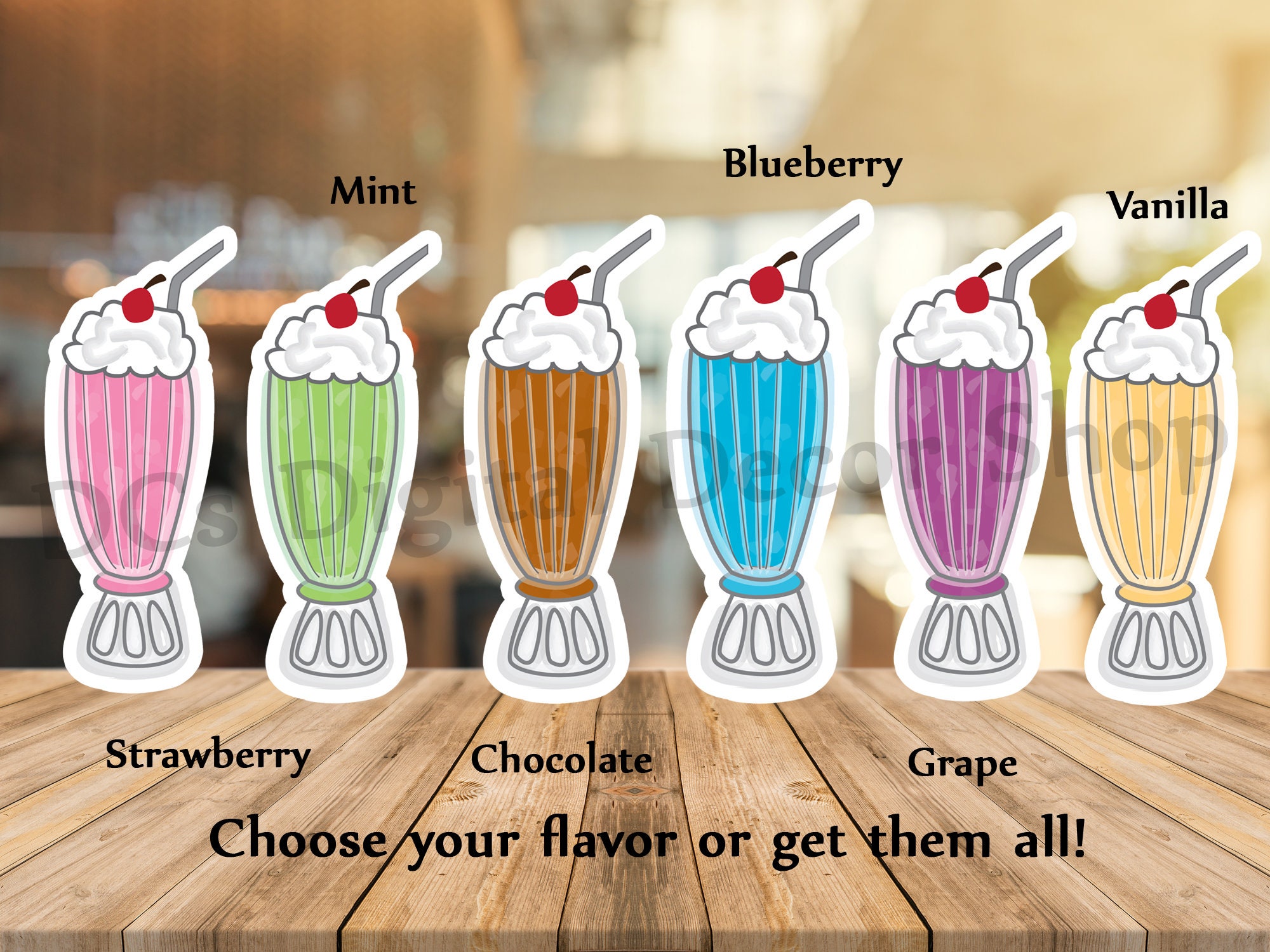 Shake Stickers / Six Shake Flavors / Treat Stickers Water | Etsy