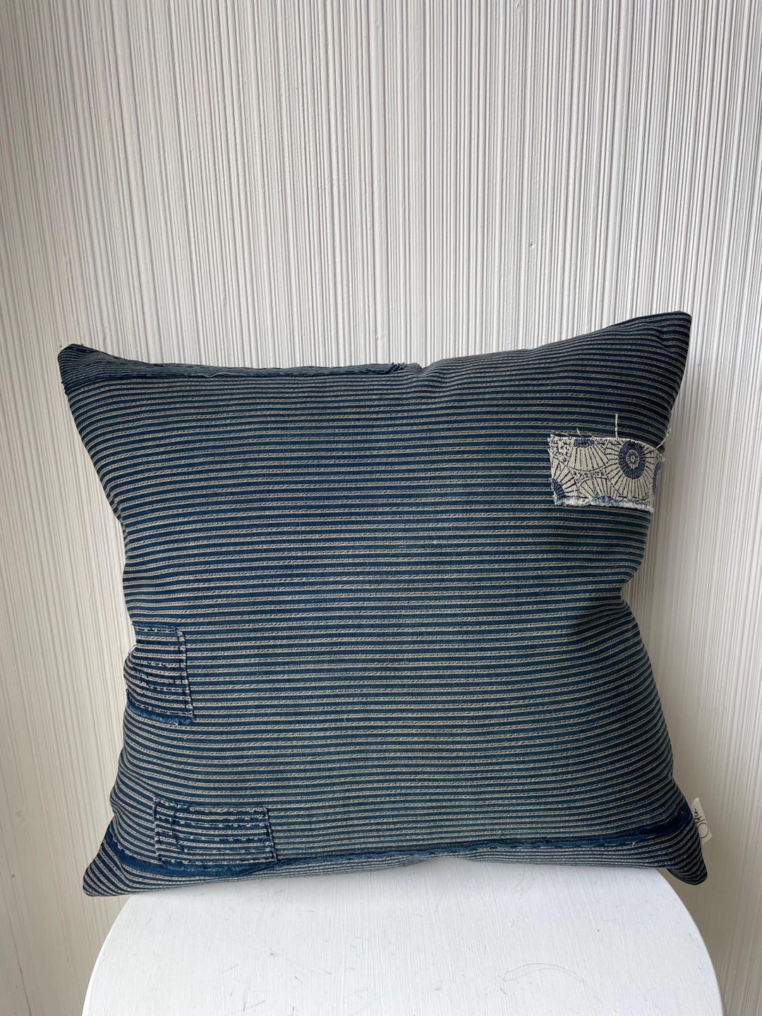 Vintage Japanese Boro Pillow Cover: 1940s Primitive Style, 16" Square ...